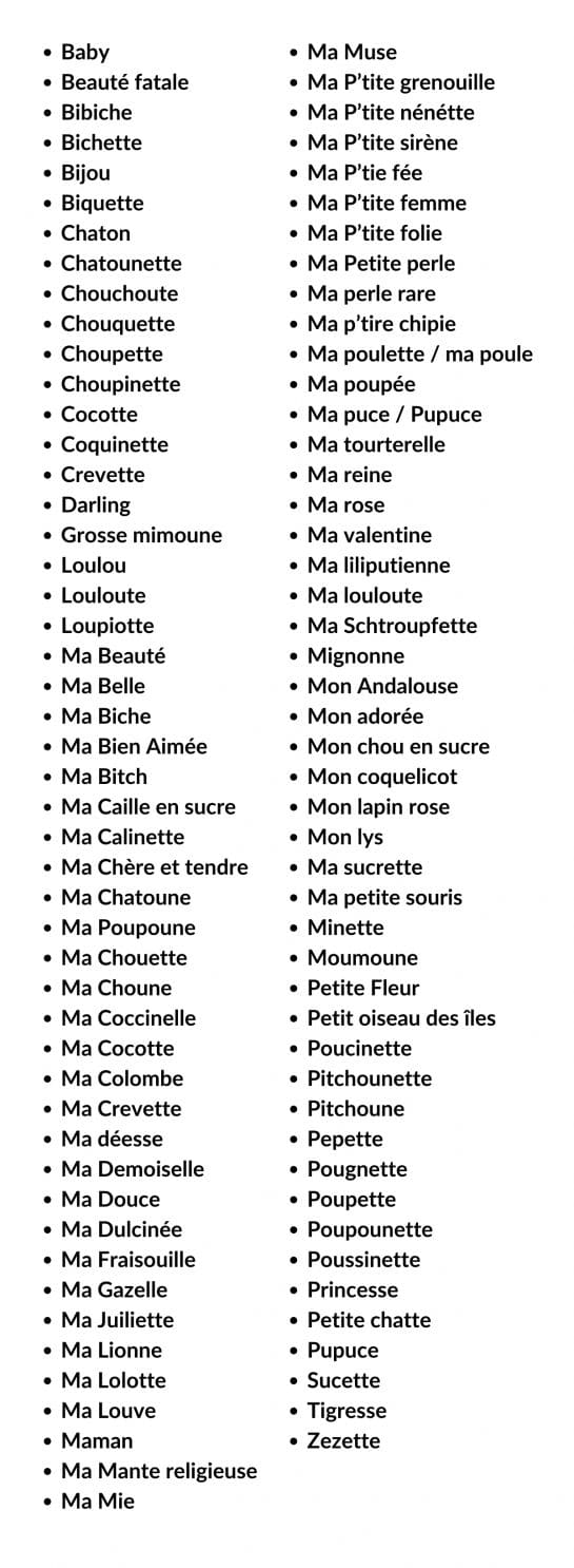 « Zezette », « pupuce » : Les 200 surnoms amoureux les plus attribués ...