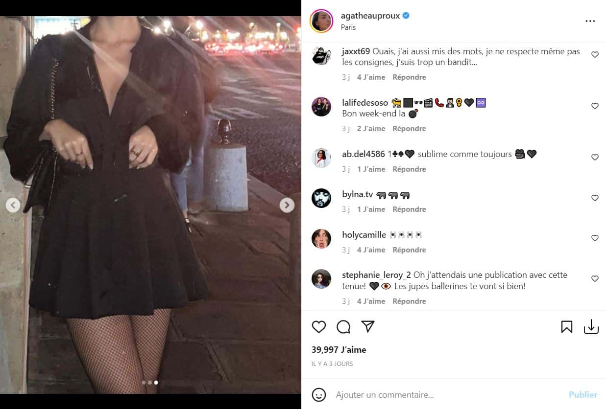 Agathe Auproux ose une petite robe courte en plein Paris, elle dévoile ...